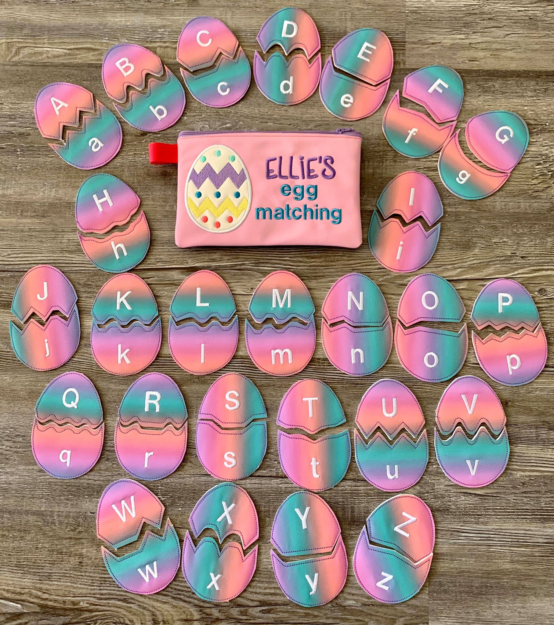 Alphabet Eggs Matching Set with zipper bag - Digital Embroidery Design ...